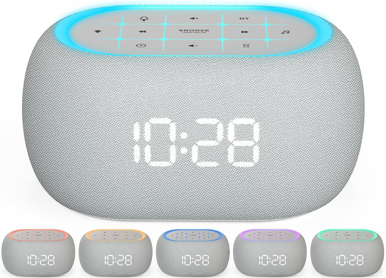White Noise Sound Machine Alarm Clock with Bluetooth Speaker, 21 ...