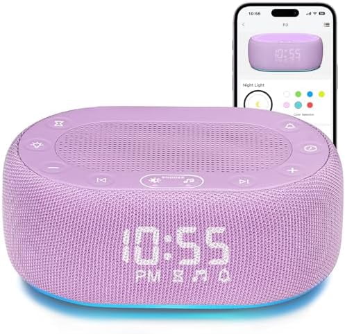 White Noise Sound Machine with Alarm Clock, Pink Noise Maker for Baby ...