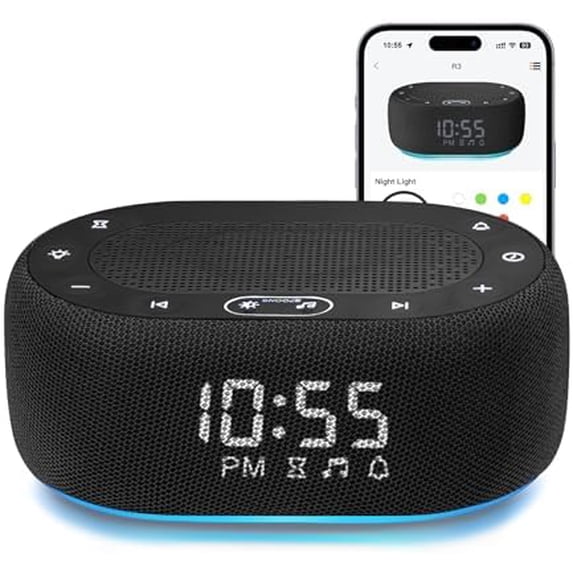 White Noise Sound Machine with Alarm Clock, Pink Noise Maker for Baby ...
