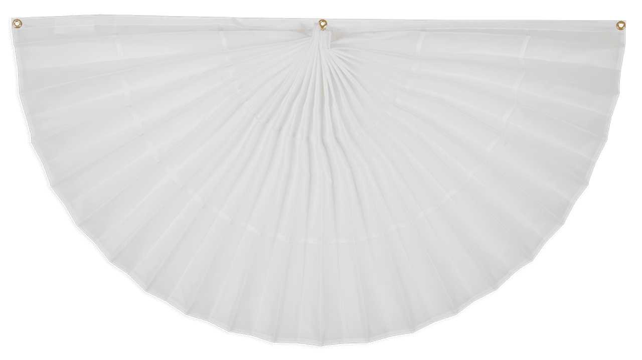 White Nylon Pleated Fan by Old Glory Bunting. 2' x 4' Fully Sewn Fan ...