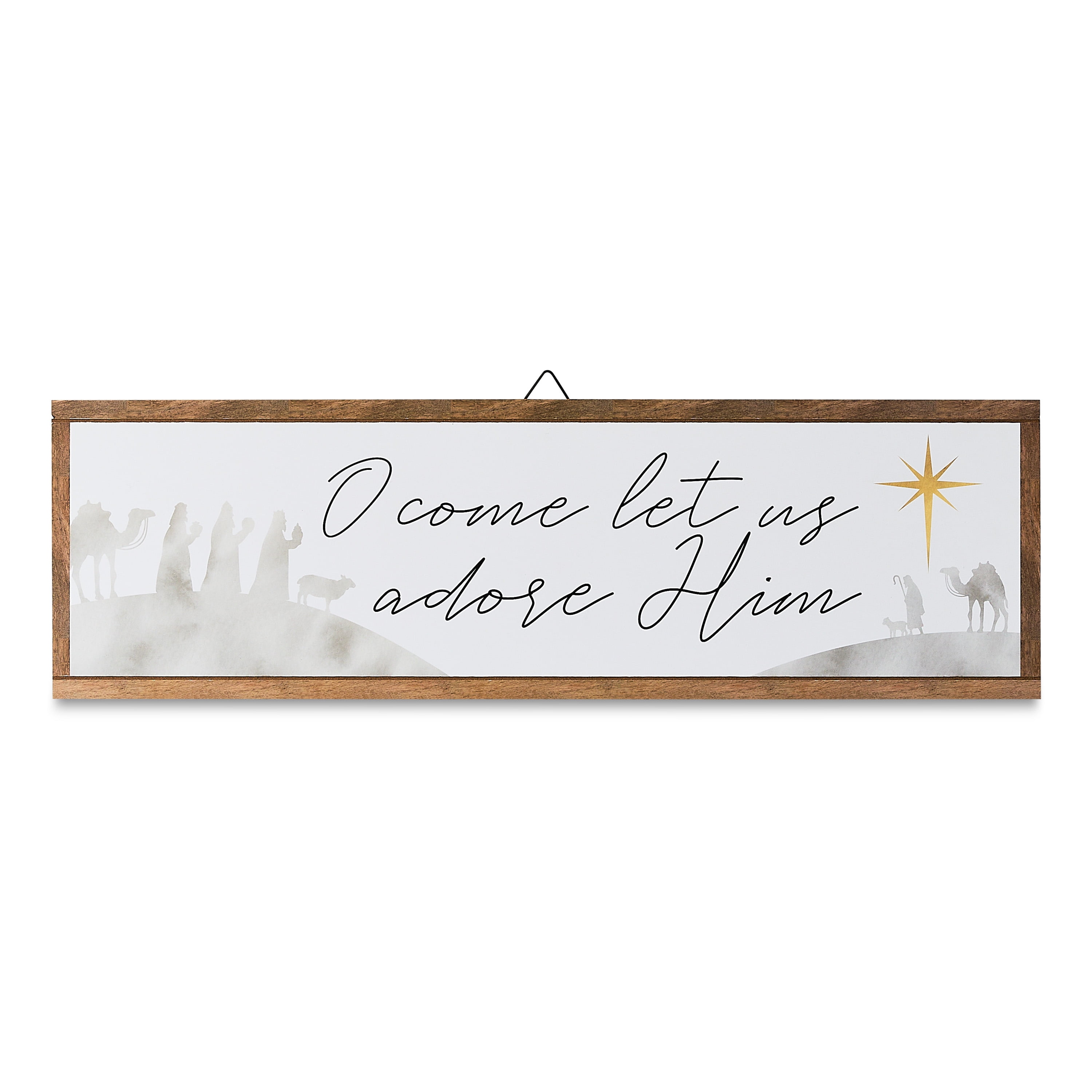 White O Come Let Us Adore Him Nativity Sign, 7.25 in x 24 in, by ...