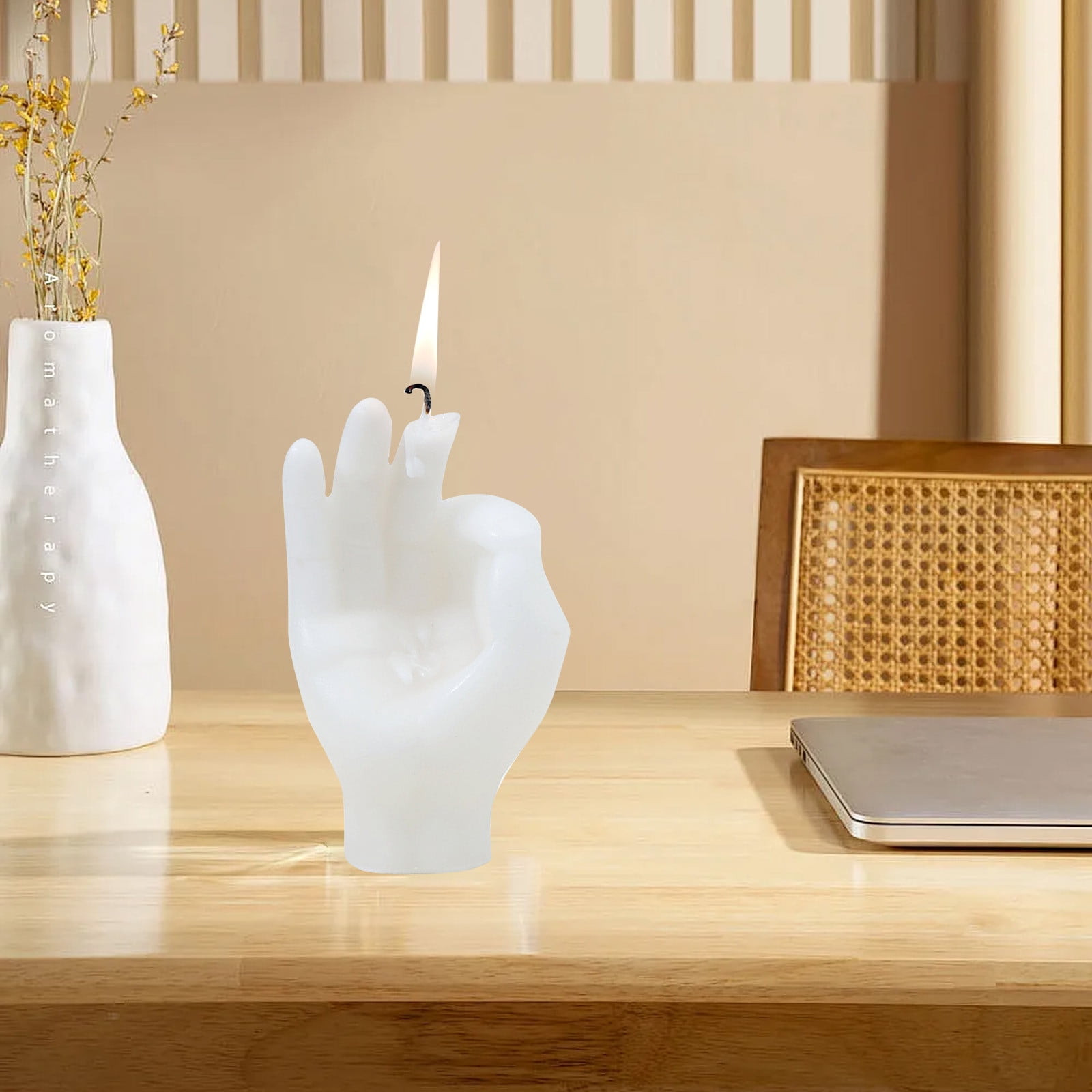 White OK Gesture Ornament Candle Creative Simulation Finger Shape ...