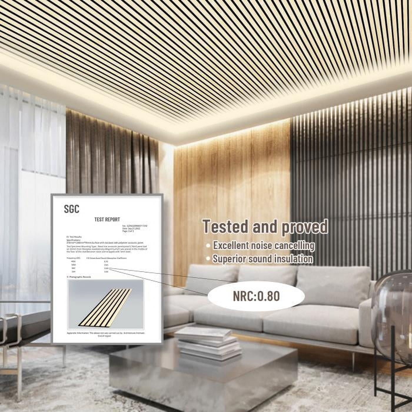 White Oak Wood Sound Proof Wall Panels, Acoustic Slats – NRC 0.8 ...