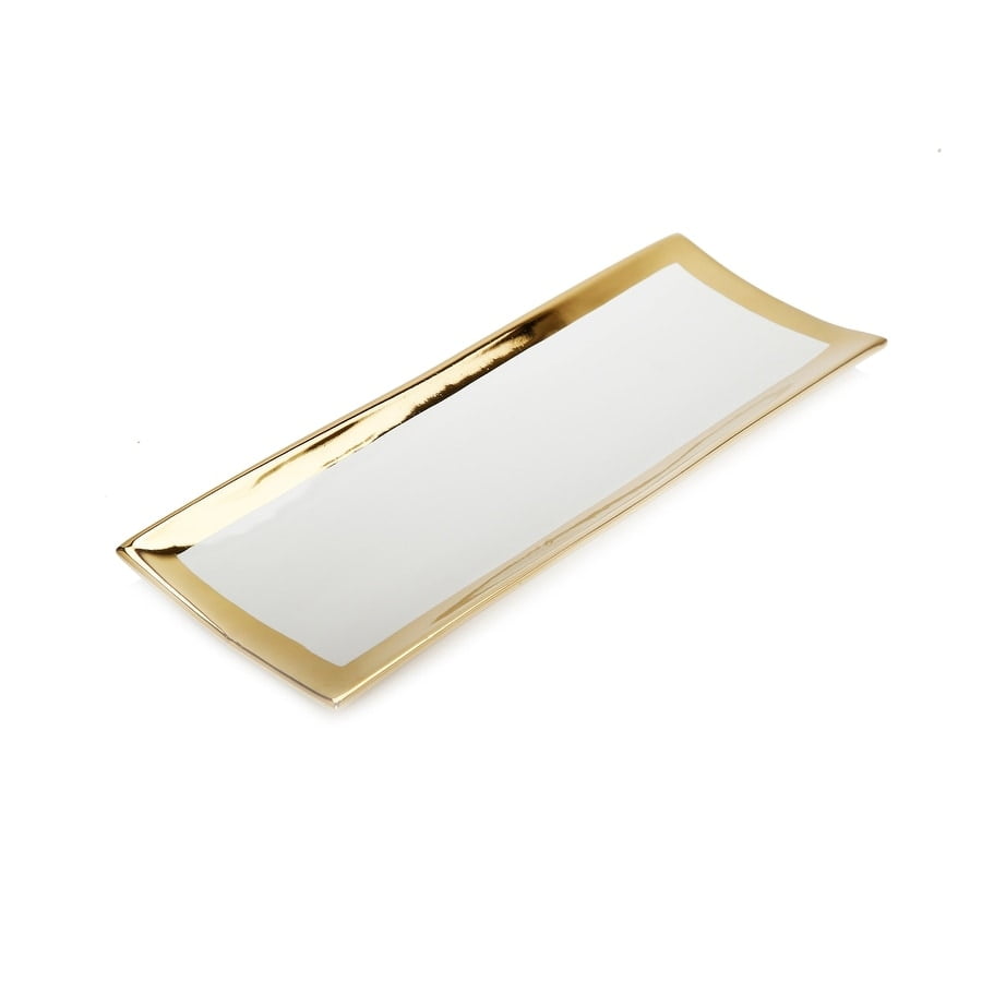 White Oblong Tray Gold Edged - White/gold - Walmart.com
