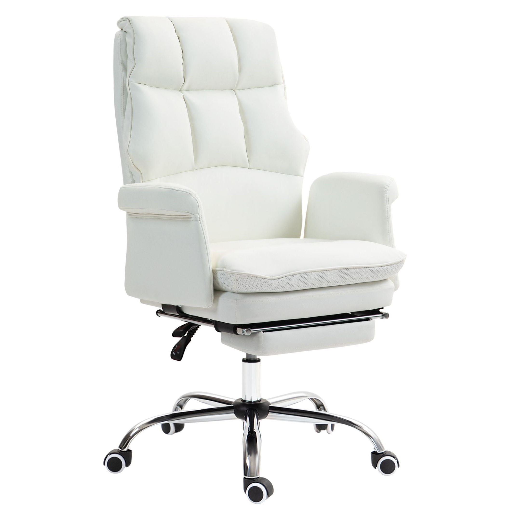 White Office Chair Ergonomic with Footrest - Adjustable Swivel Desk ...