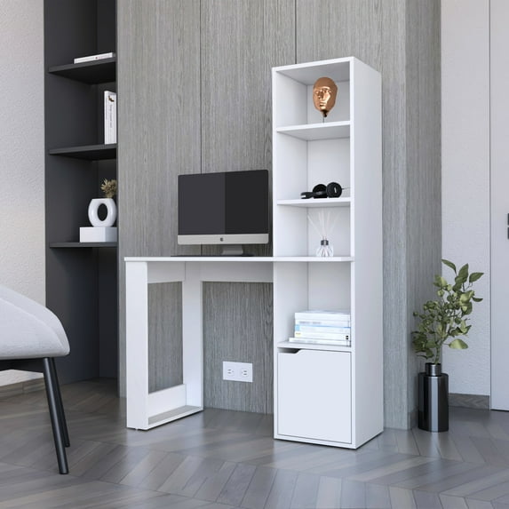 White Office Furniture - Four - tier Bookcase Display - Work Areas ...