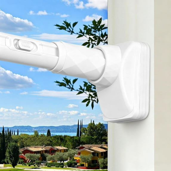 White One-Click Adjustable Tension Shower Rod, 40-87 Inches, Carbon ...