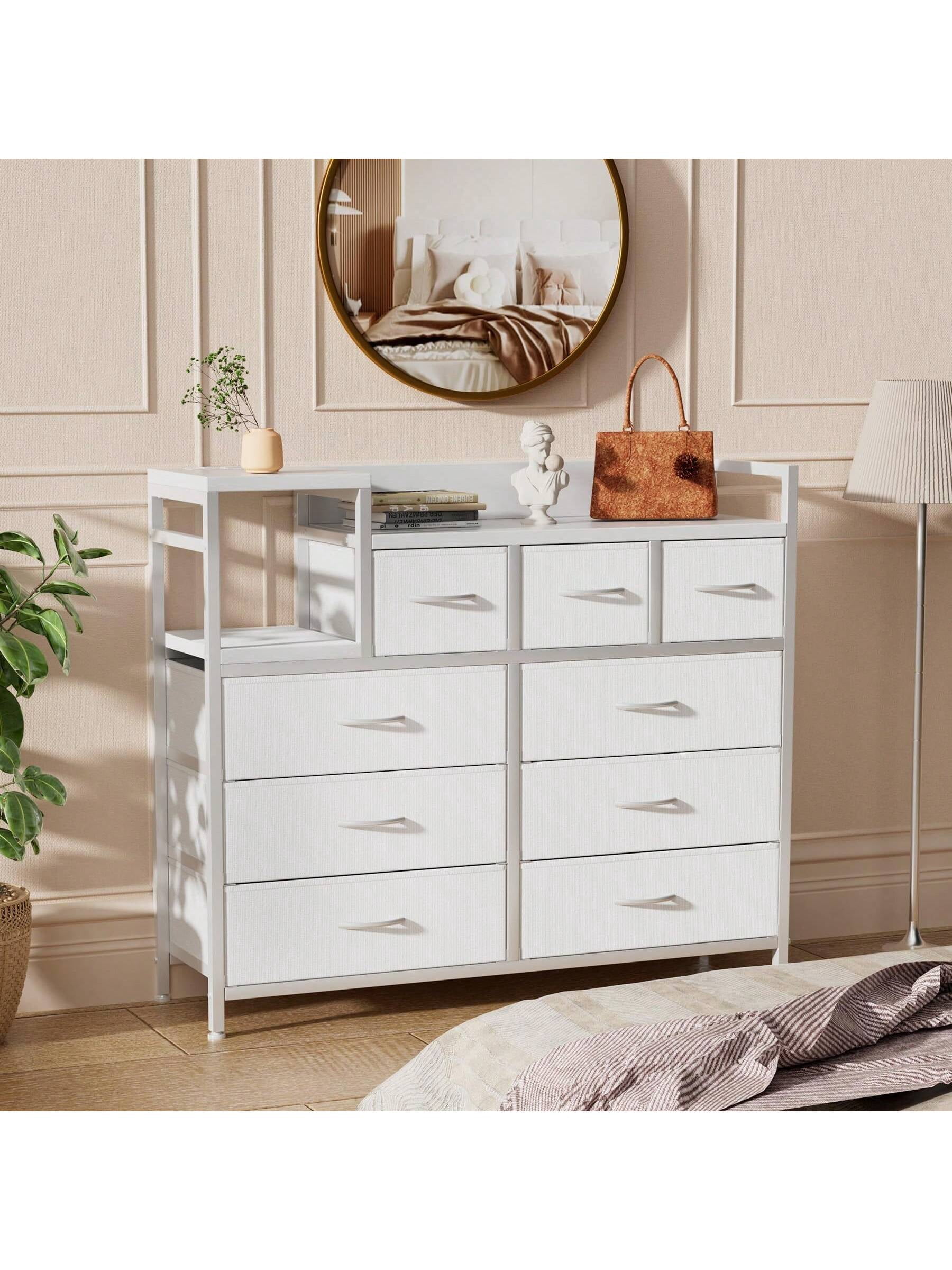White One Size Dressing Table TV Stand With Power Outlet, Bedroom ...