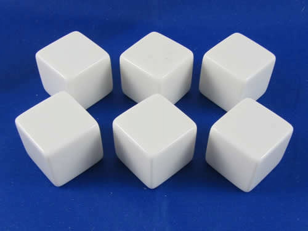 White Opaque Blank Dice with No Pips D6 19mm (3/4in) Pack of 6 Koplow ...