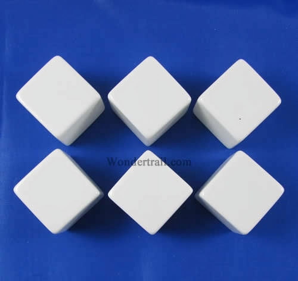 White Opaque Blank Dice with No Pips D6 25mm (1in) Pack of 6 Koplow ...