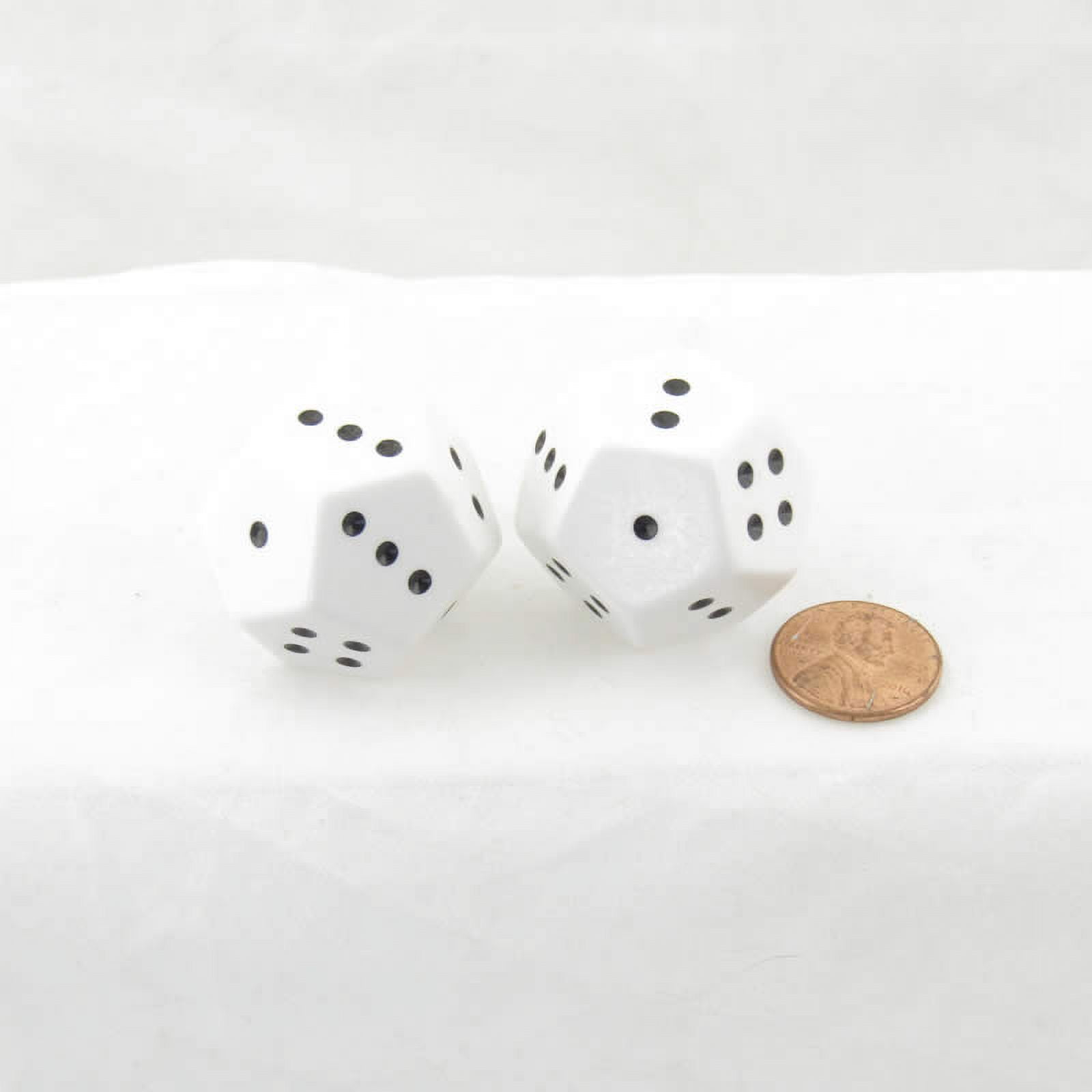 White Opaque Dice with Black Pips 1-4 x 3 D12 28mm (1.1 inch) Pack of 2 ...