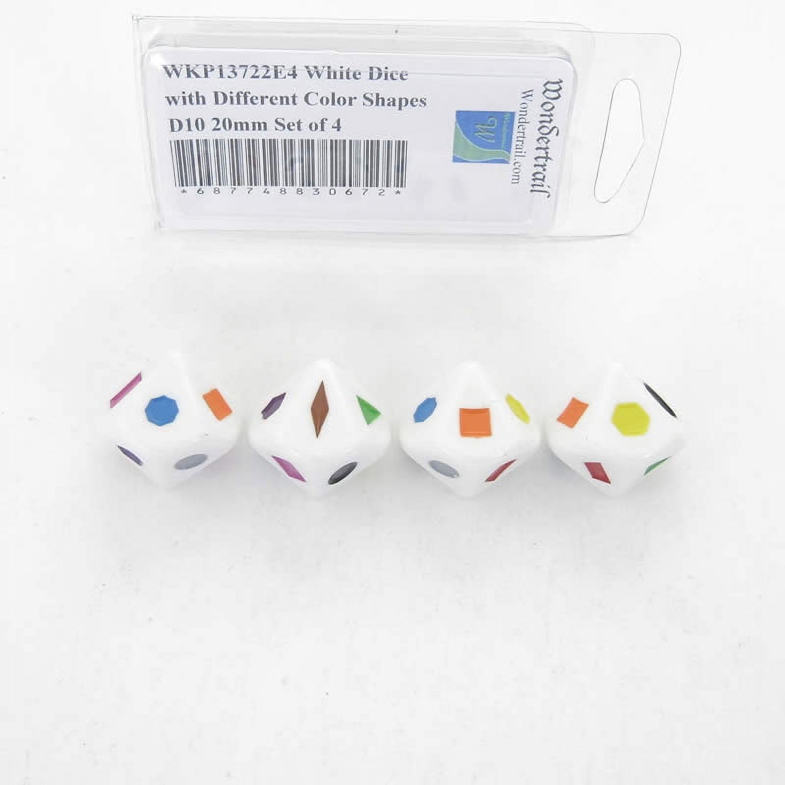White Opaque Dice with Different Color Shapes D10 20mm (25/32in) Set of ...