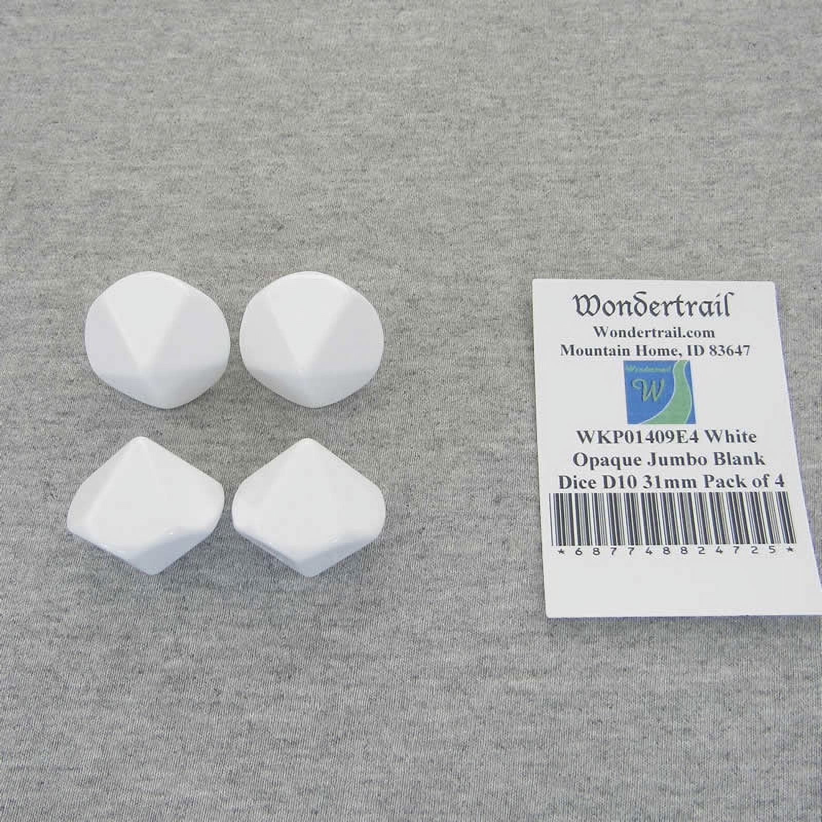 White Opaque Jumbo Blank Dice D10 31mm Pack of 4 Wondertrail - Walmart.com