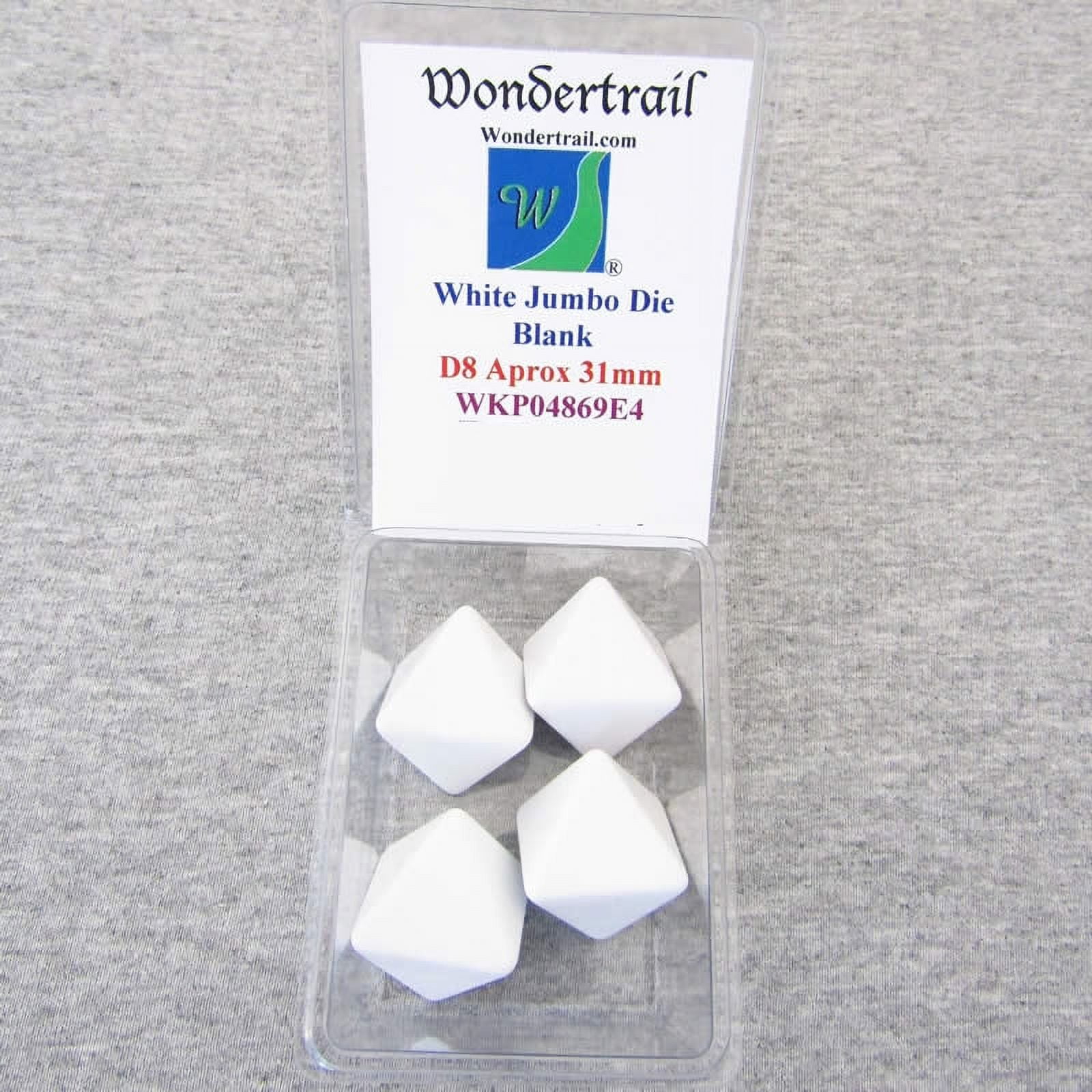 White Opaque Jumbo Blank Dice D8 31mm Pack of 4 Wondertrail - Walmart.com