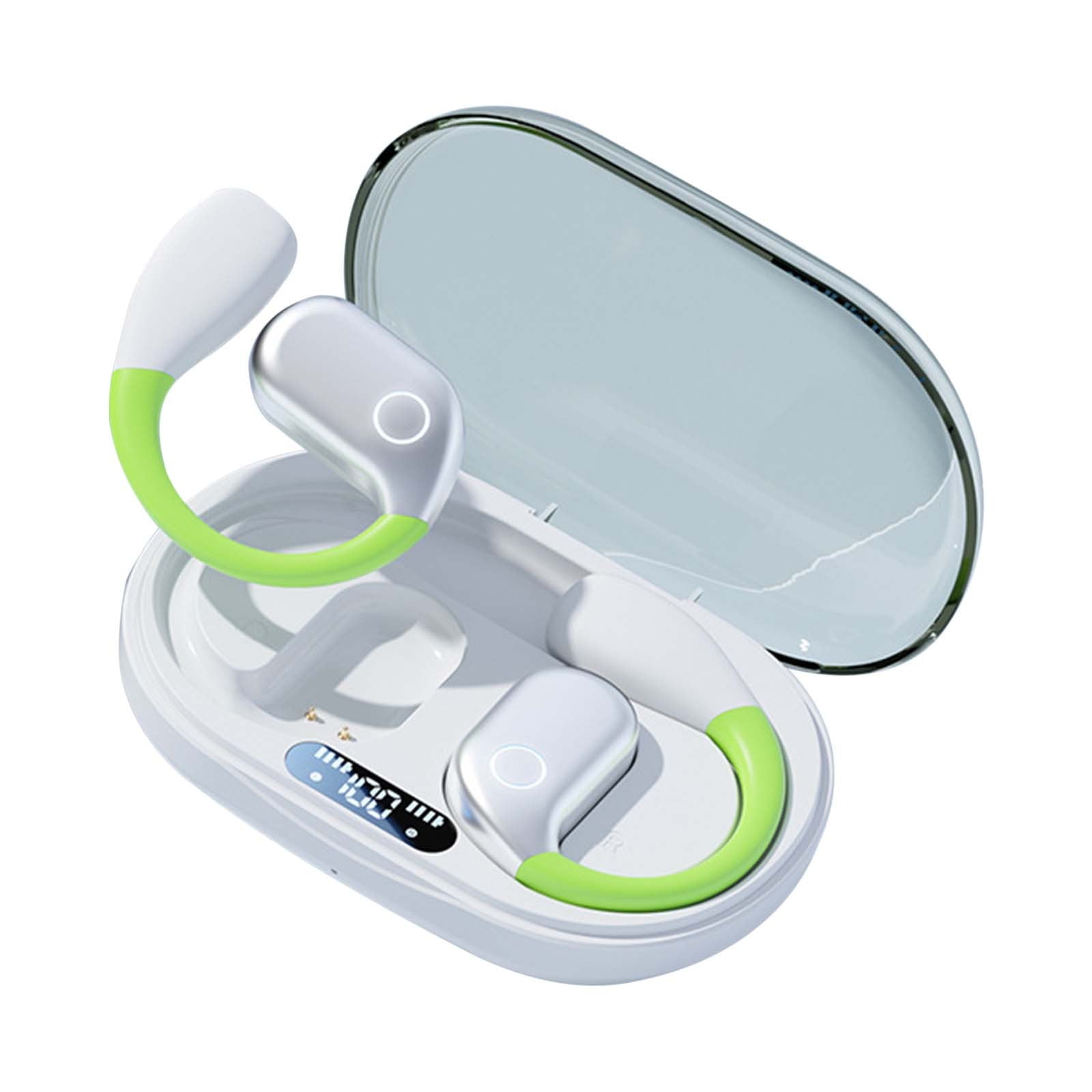 White Open Ear Bluetooth Earbuds With Transparent Housing And Secure ...