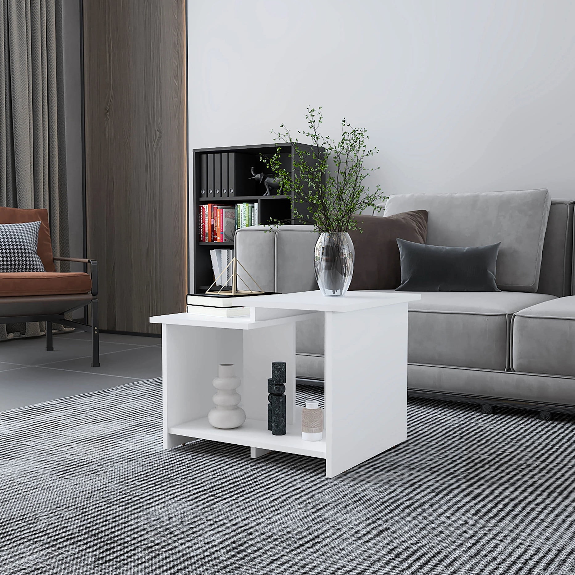 White Open-Storage Coffee Table+Sleek Design”-“Living Room Display ...