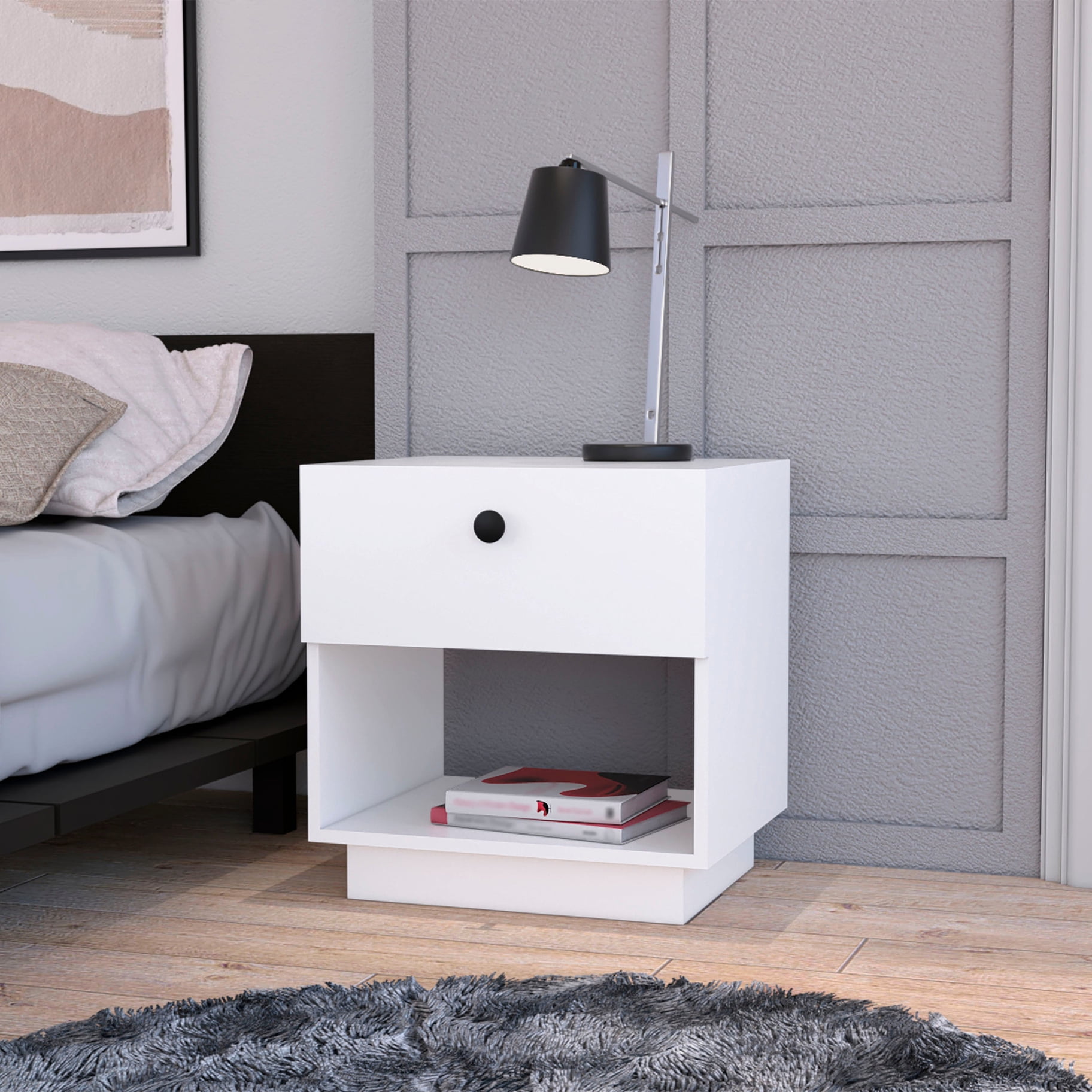 White Open Storage - Easy - Access Drawer for Bedtime Needs - Bedroom ...