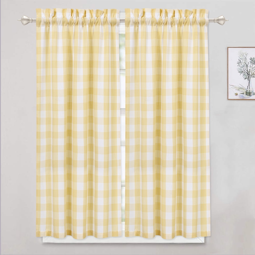 White and Orange Tier Curtains,Buffalo Check Plaid Gingham Short Window ...