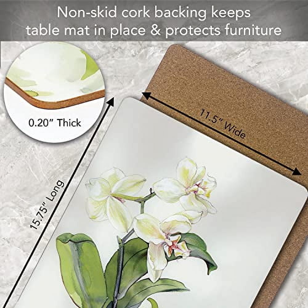 Cala Home White Orchid Decorative Hardboard Cork Back Tabletop ...