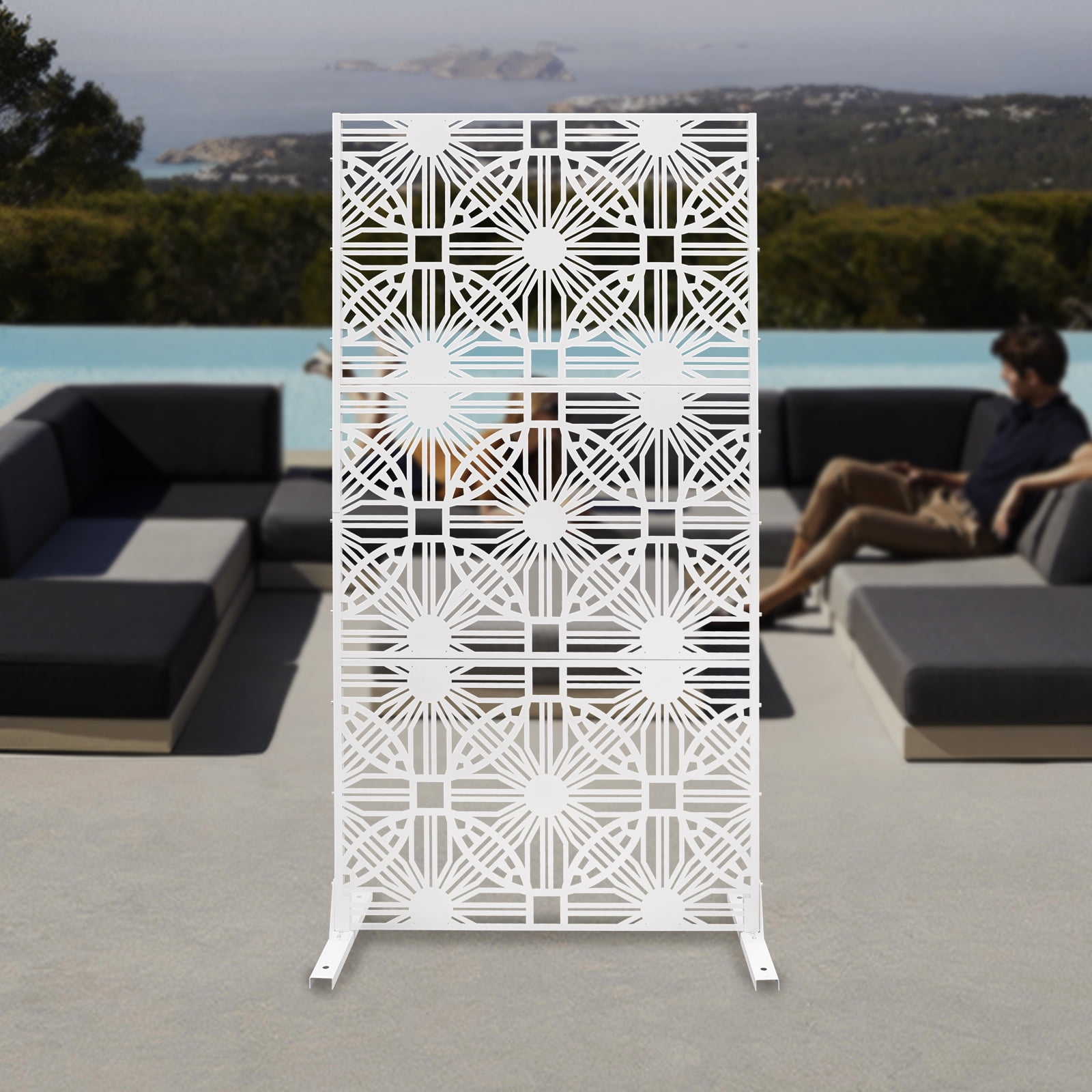 White Outdoor Privacy Fence Screen, Removable Outdoor Decorative Panels ...