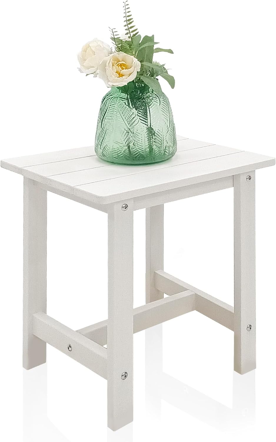 White Outdoor Side Table for Adirondack Chairs - All-Weather End Table ...