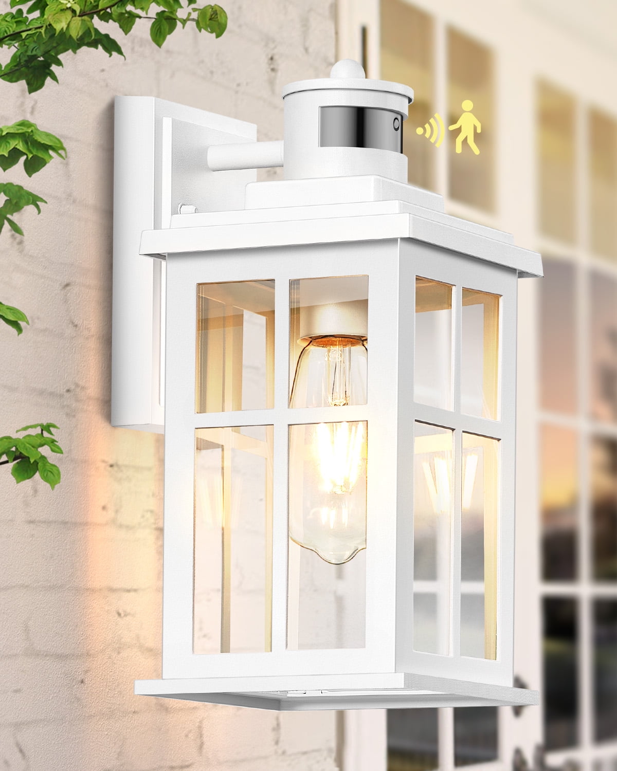 White Outdoor Wall Lights, Motion Sensor Porch Light Outdoor, Dusk to ...