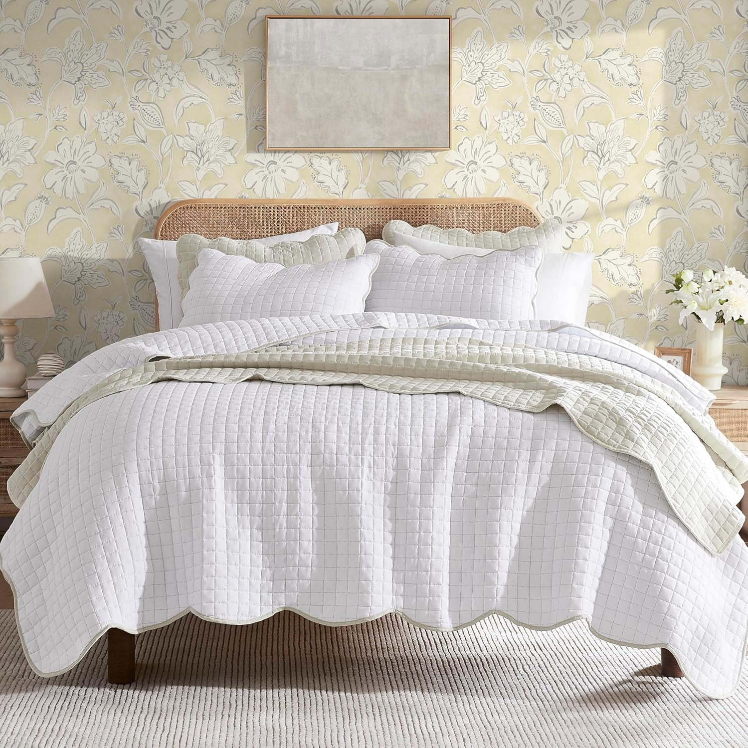 White Oversized California King Size Quilt Bedding Set, Cal King ...
