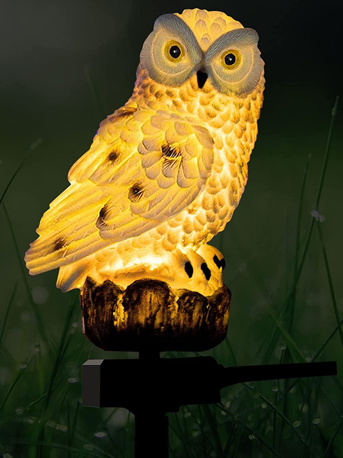 White Owl Outdoor Solar Lights Garden Decorative Resin Animal Sculpture ...