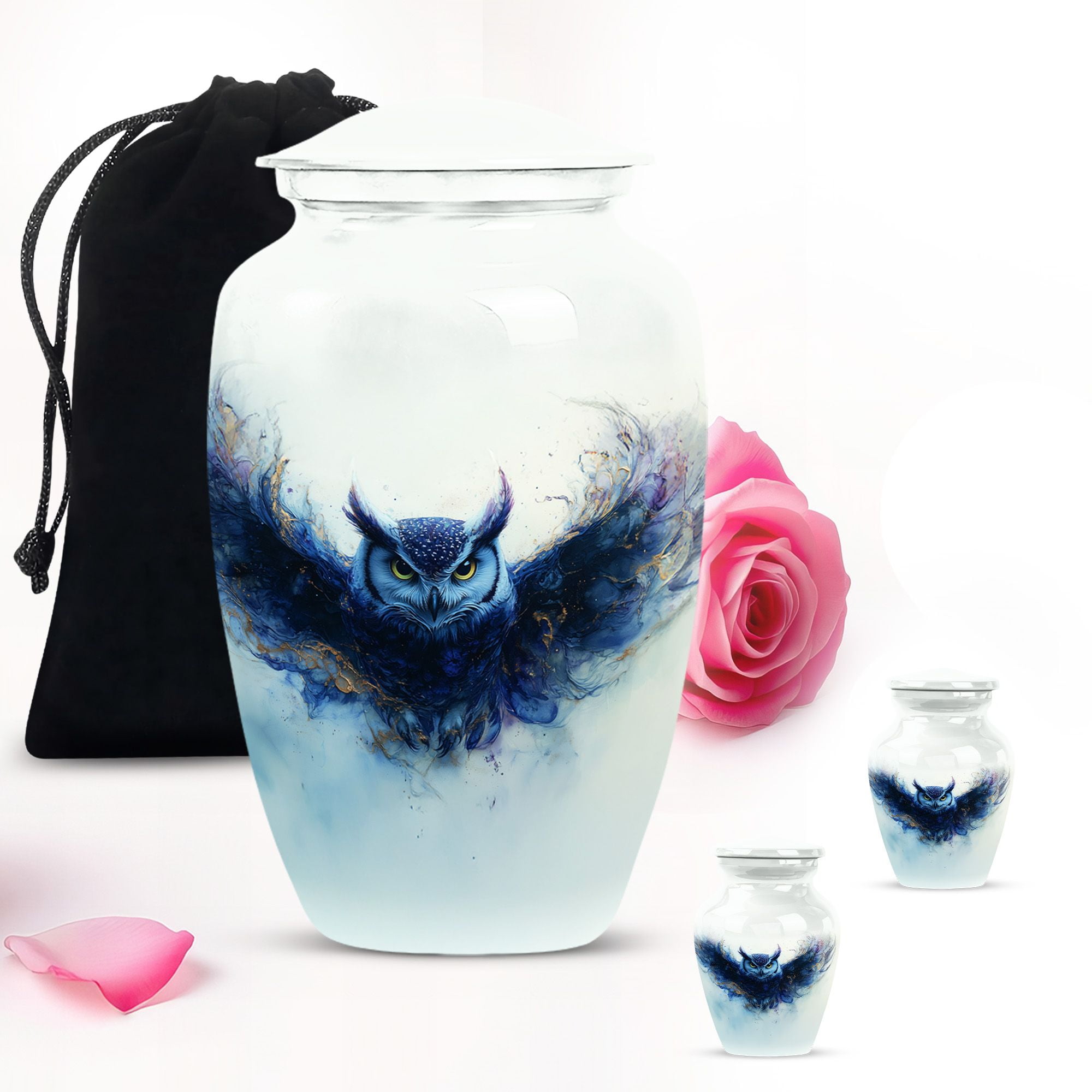 White Owl small burial decorative urn for human ashes keepsake - mini ...