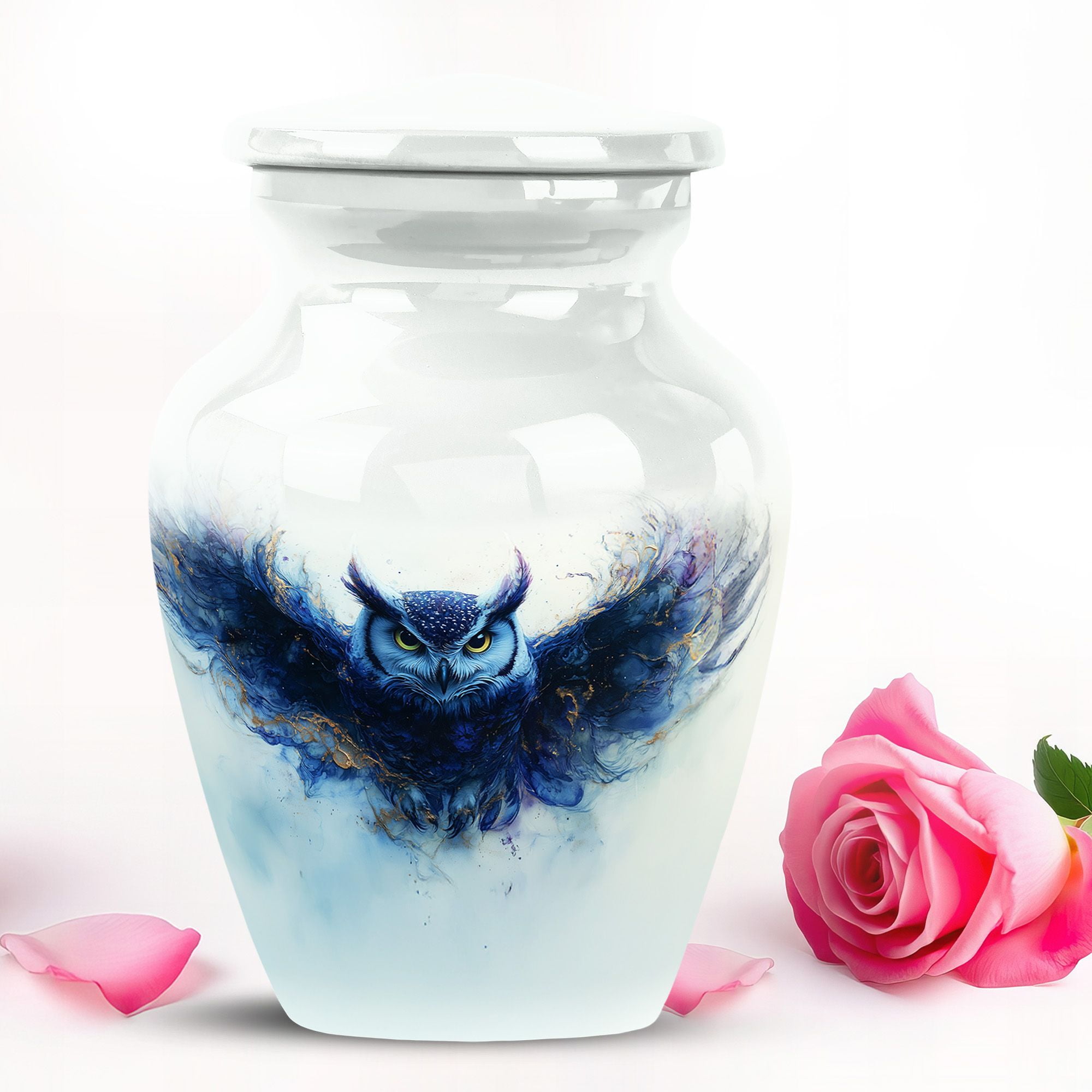 White Owl small memorial urns for human ashes keepsake - mini funeral ...