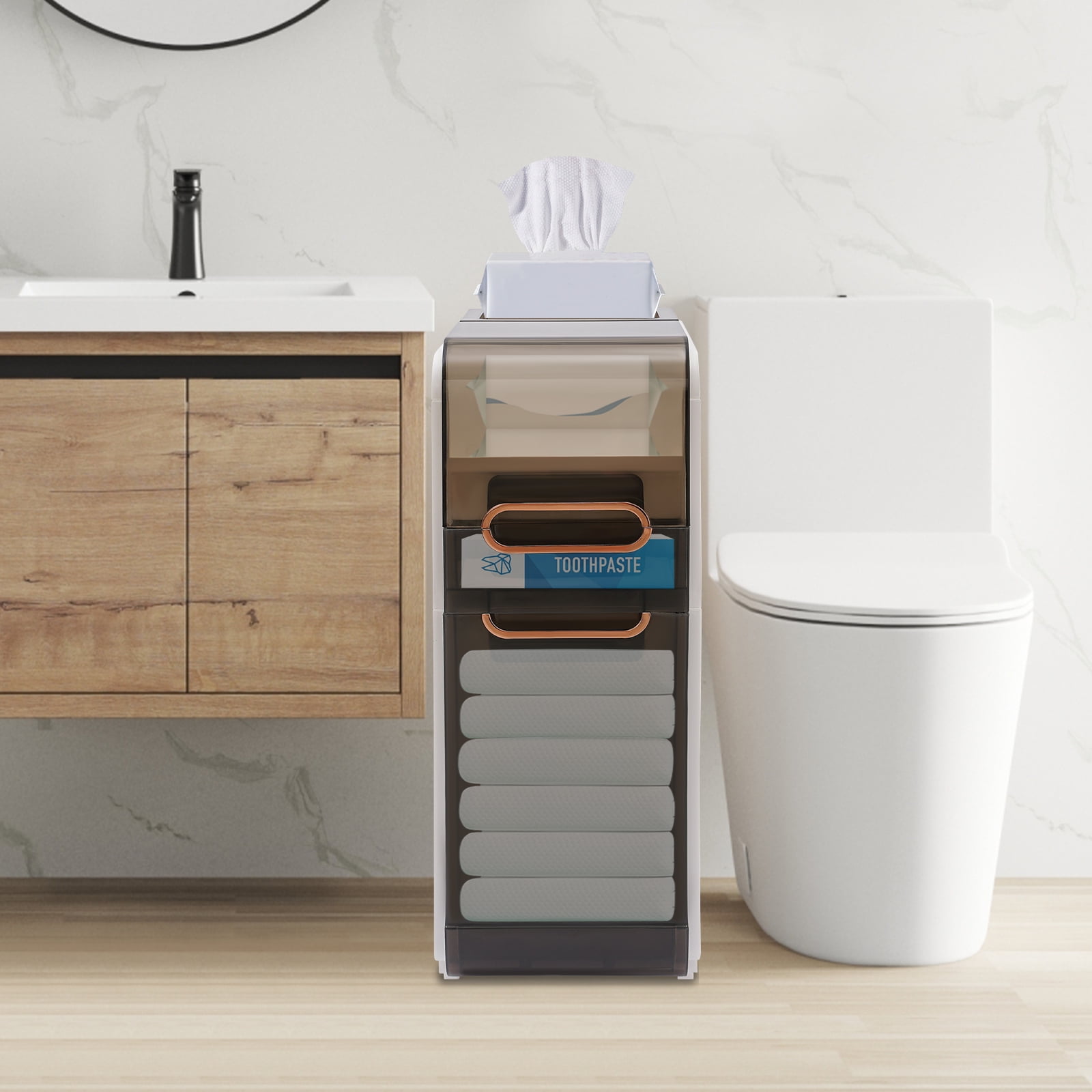 White PP Material 22*41.5*60cm Toilet Side Cabinet Slit Locker With ...