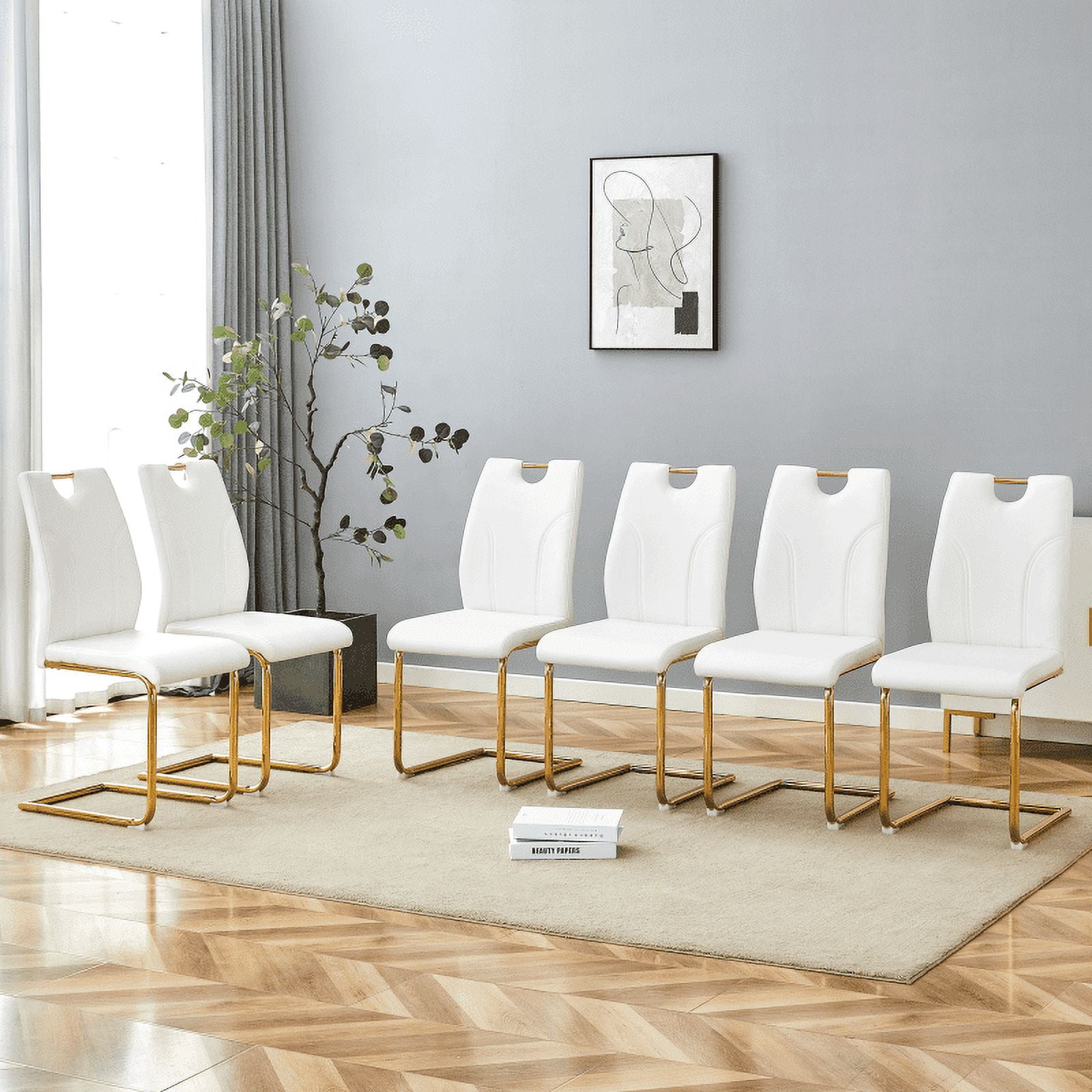 White PU Dining Chair Set.Uniquely designed white dining chairs. PU ...