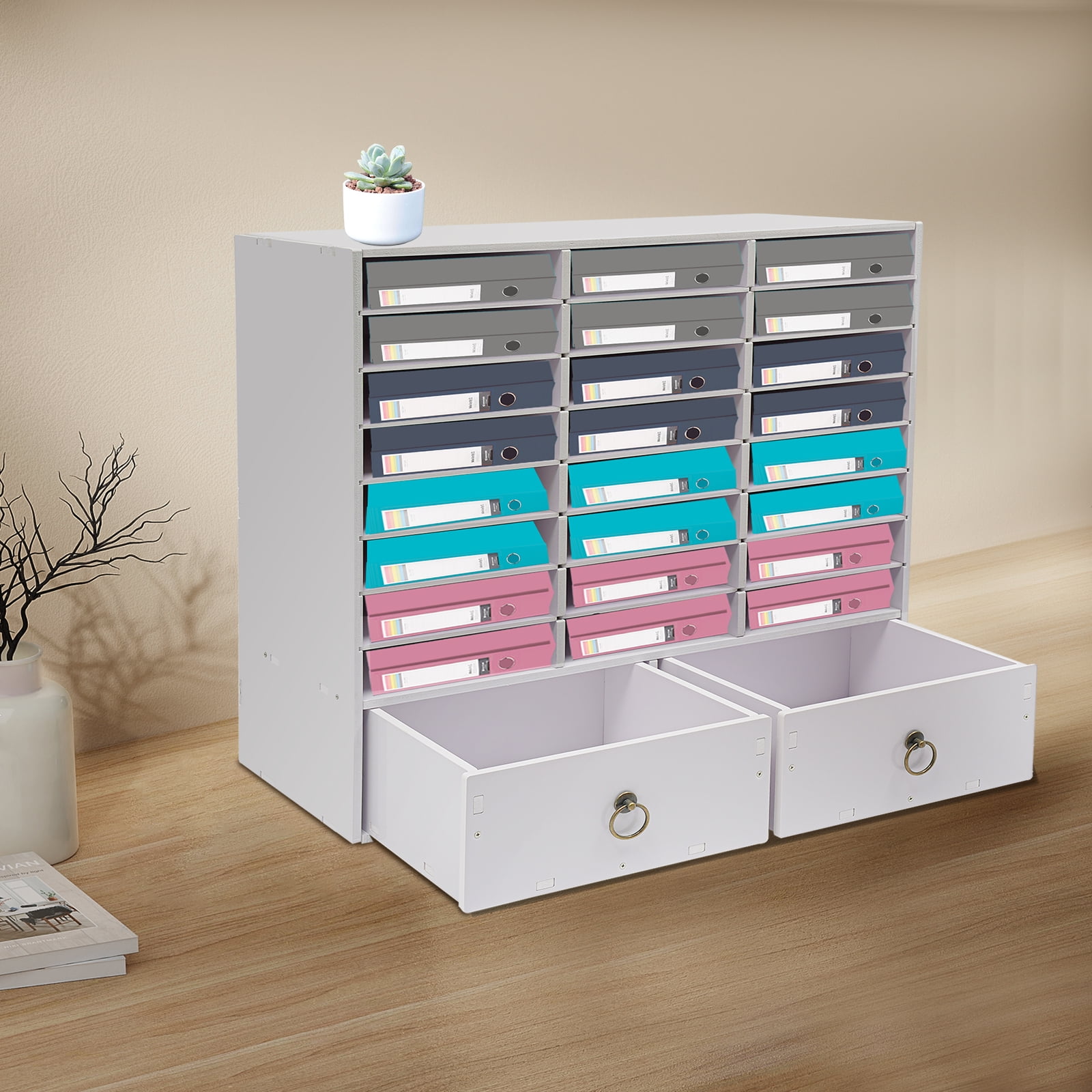 White PVC 71.5*70cm File Classification Storage Cabinet 24 +2 Large ...