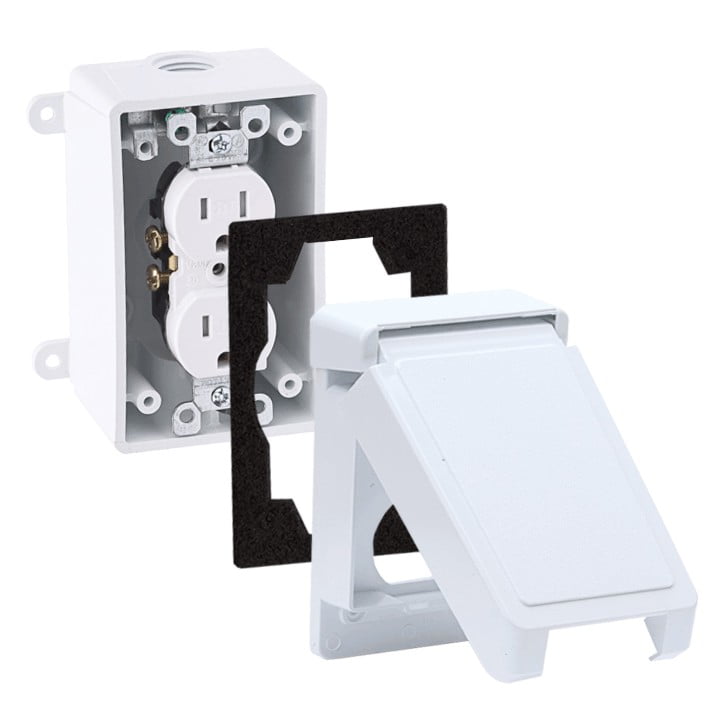 White PVC Vertical Weatherproof Tamper Resistant Receptacle Kit ...
