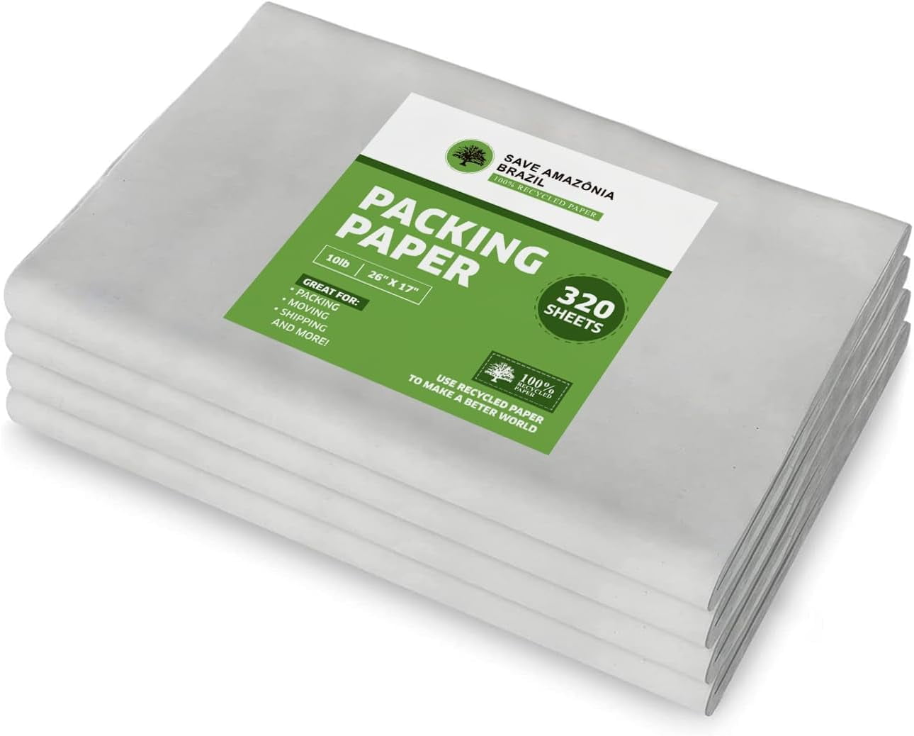 White Packing Paper Sheets for Moving - 10lb - 320 Sheets of Newsprint ...