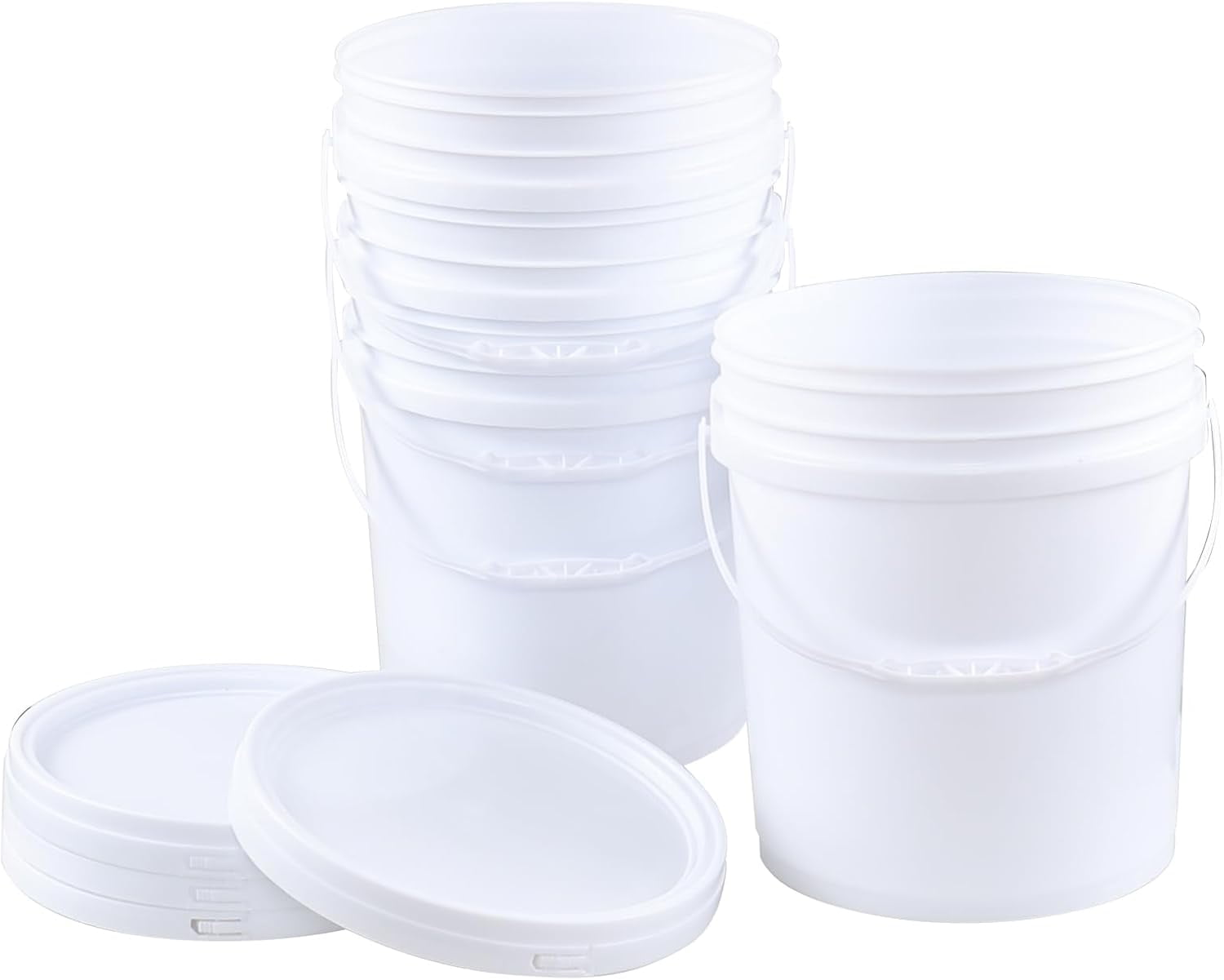 White Pails and Lids, Heavy Duty Barrel Buckets for Storage, Durable ...