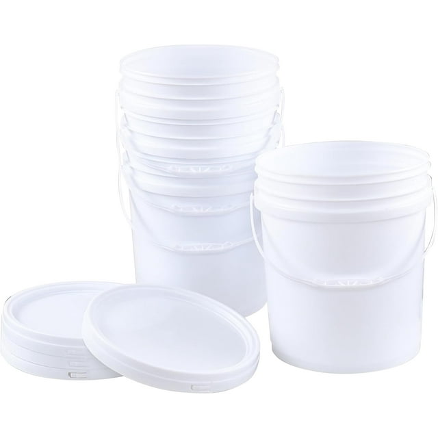 White Pails and Lids, Heavy Duty Barrel Buckets for Storage, Durable ...