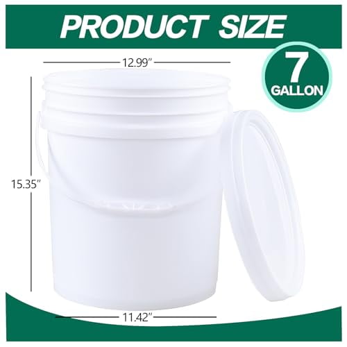 White Pails and Lids, Heavy Duty Barrel Buckets for Storage, Durable ...