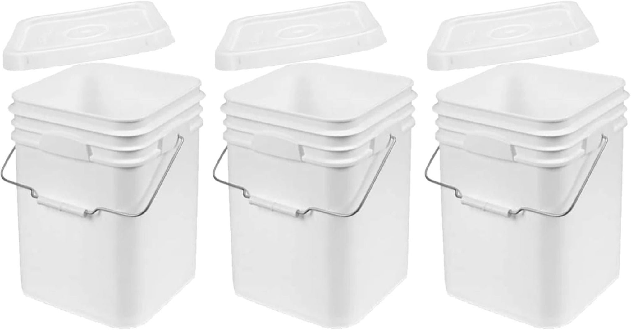 White Pails and Lids - Heavy Duty Buckets for Storage - Economical ...