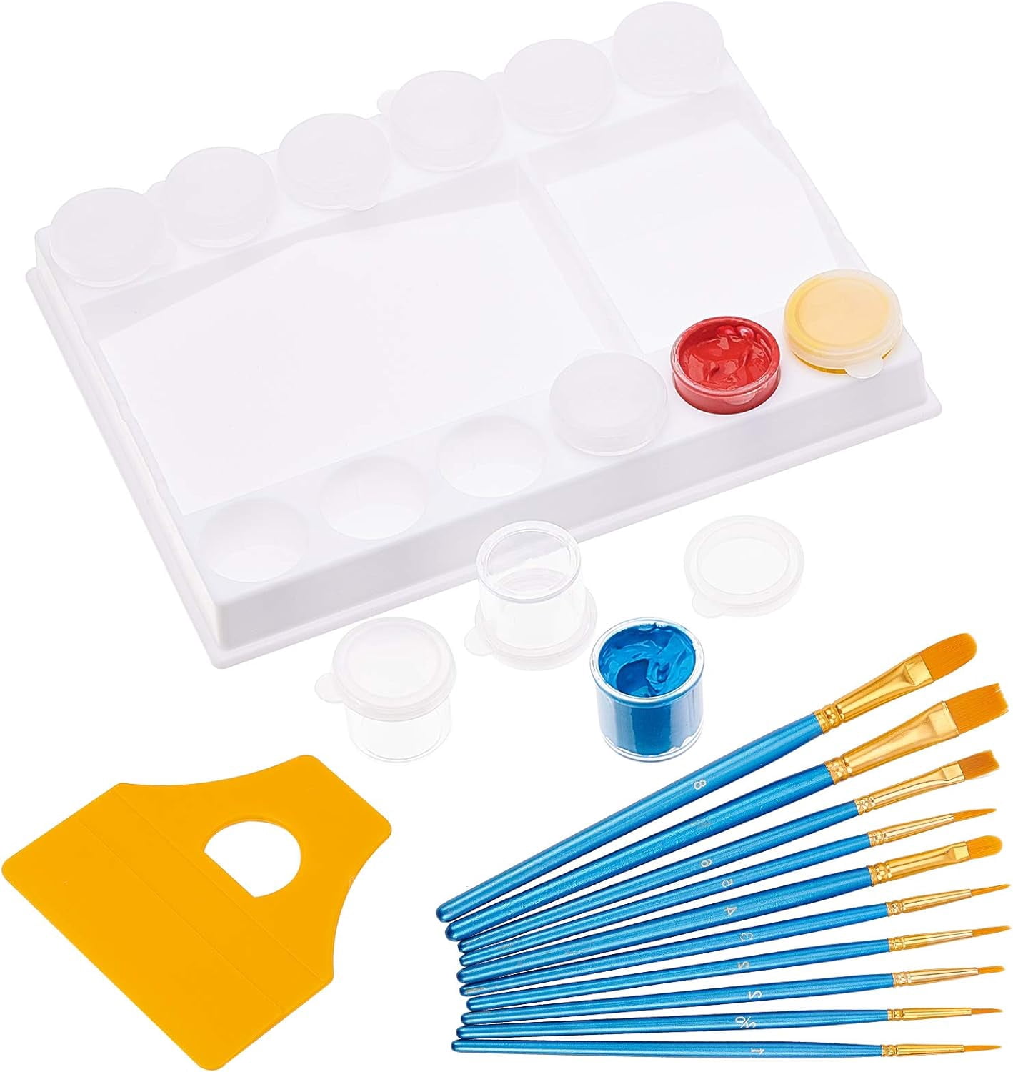 White Paint Palette 12-Well Sealed Cup Contour Palette Watercolor Oil ...