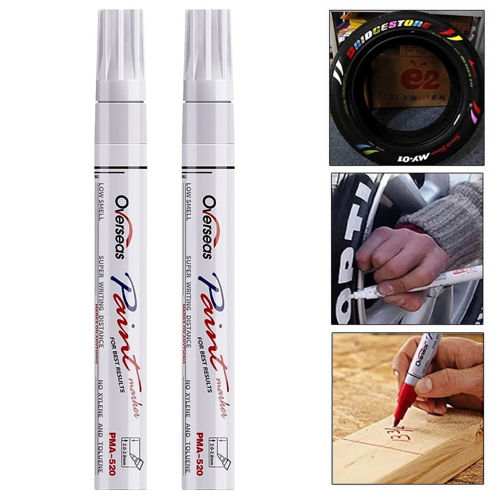 White Paint Pens,Pack Of 2,White,Permanent, For Wood, Rock,Plastic ...