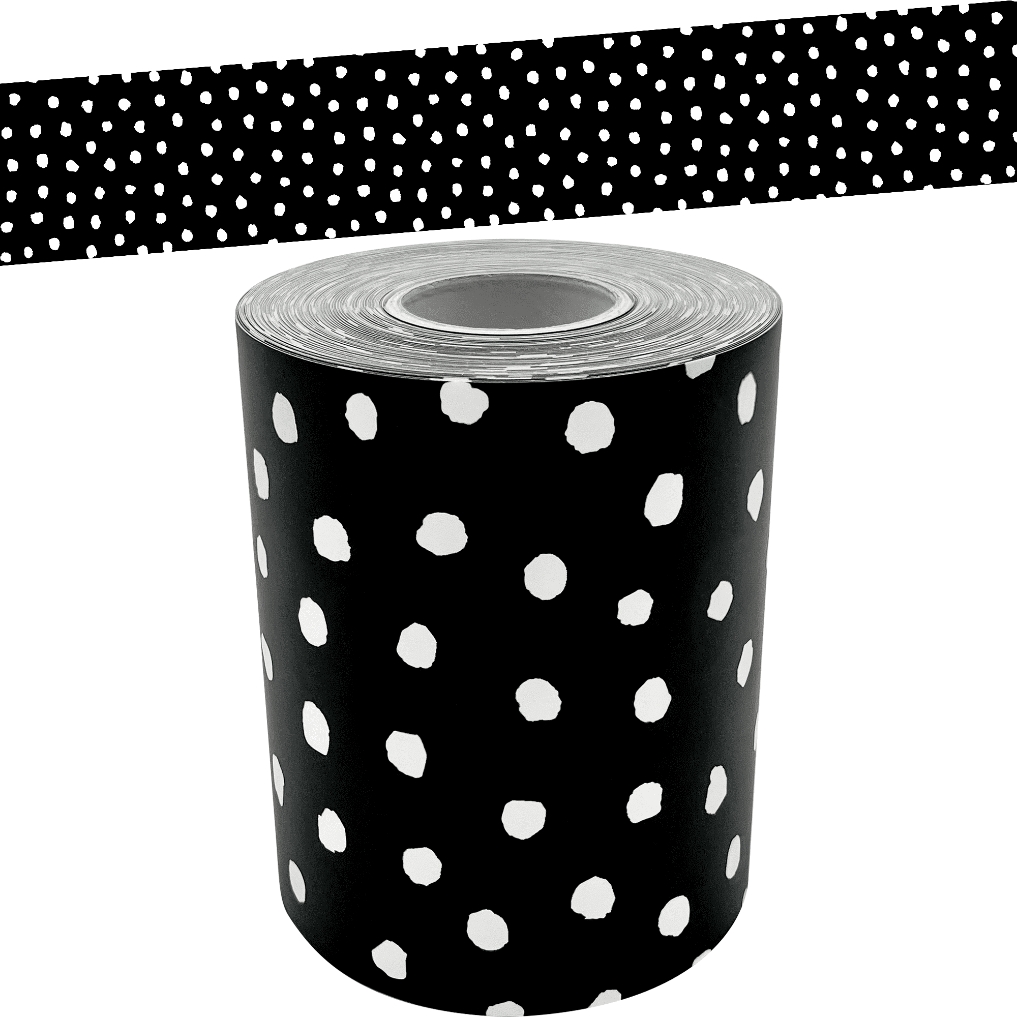 White Painted Dots on Black Straight Rolled Border Trim - Walmart.com