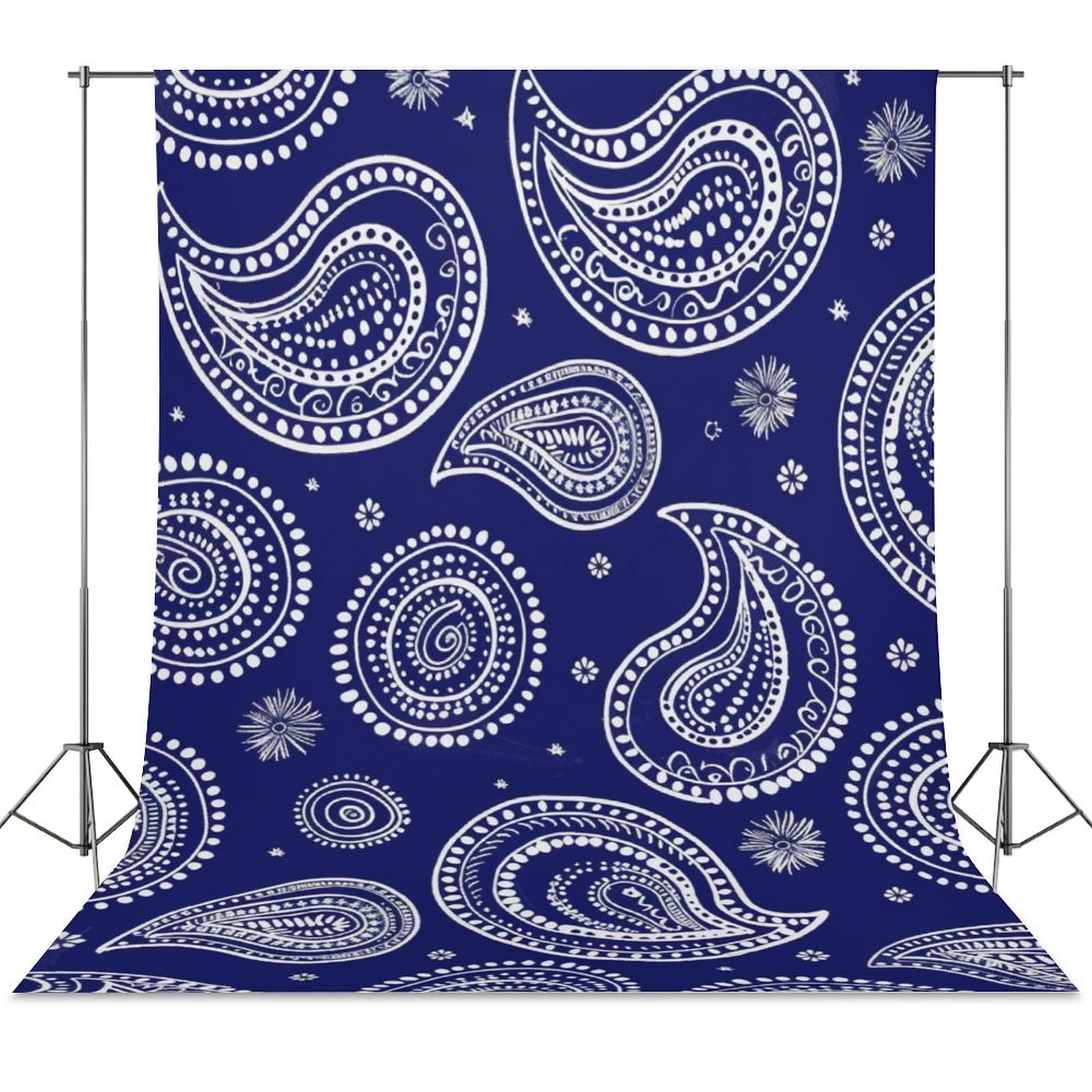 White Paisley Pattern Dark Blue Background Backdrop Background for ...