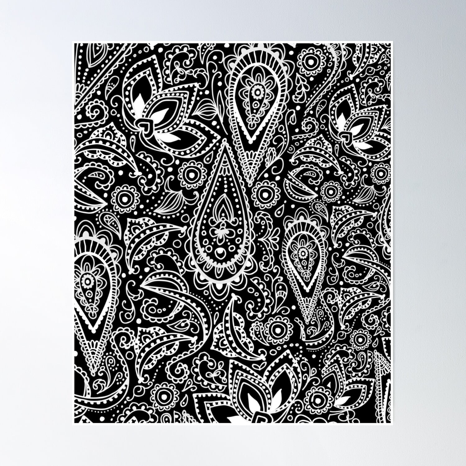 White Paisley Poster Wall Art, Modern Wall Decor, 12x18 UNFRAMED ...