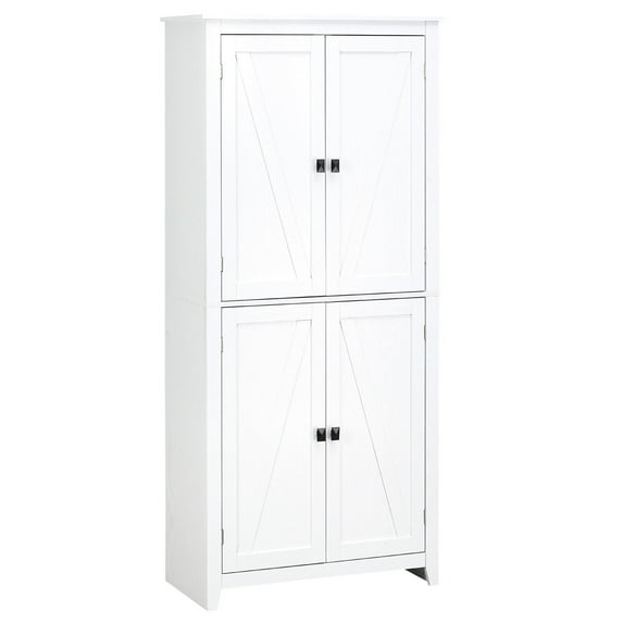 White Pantry Cabinet+Large Storage Capacity"-"Kitchen Use+Store More ...