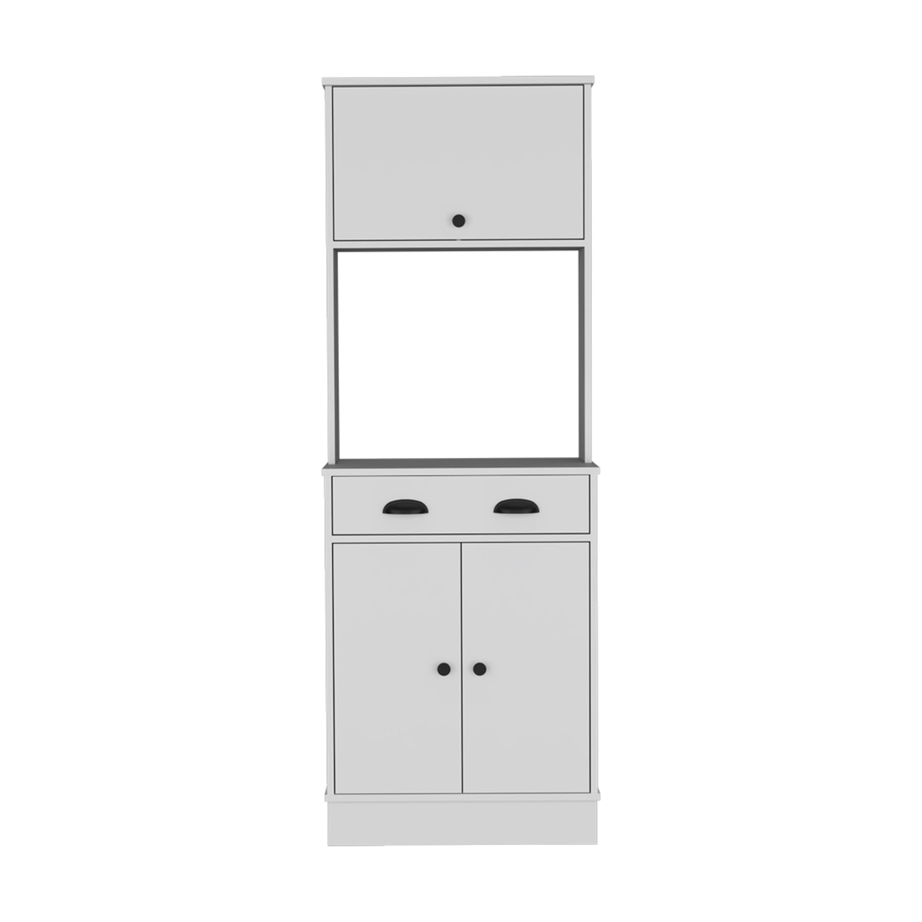 White Pantry Cabinet Microwave Stand - Offers Ample Storage For ...