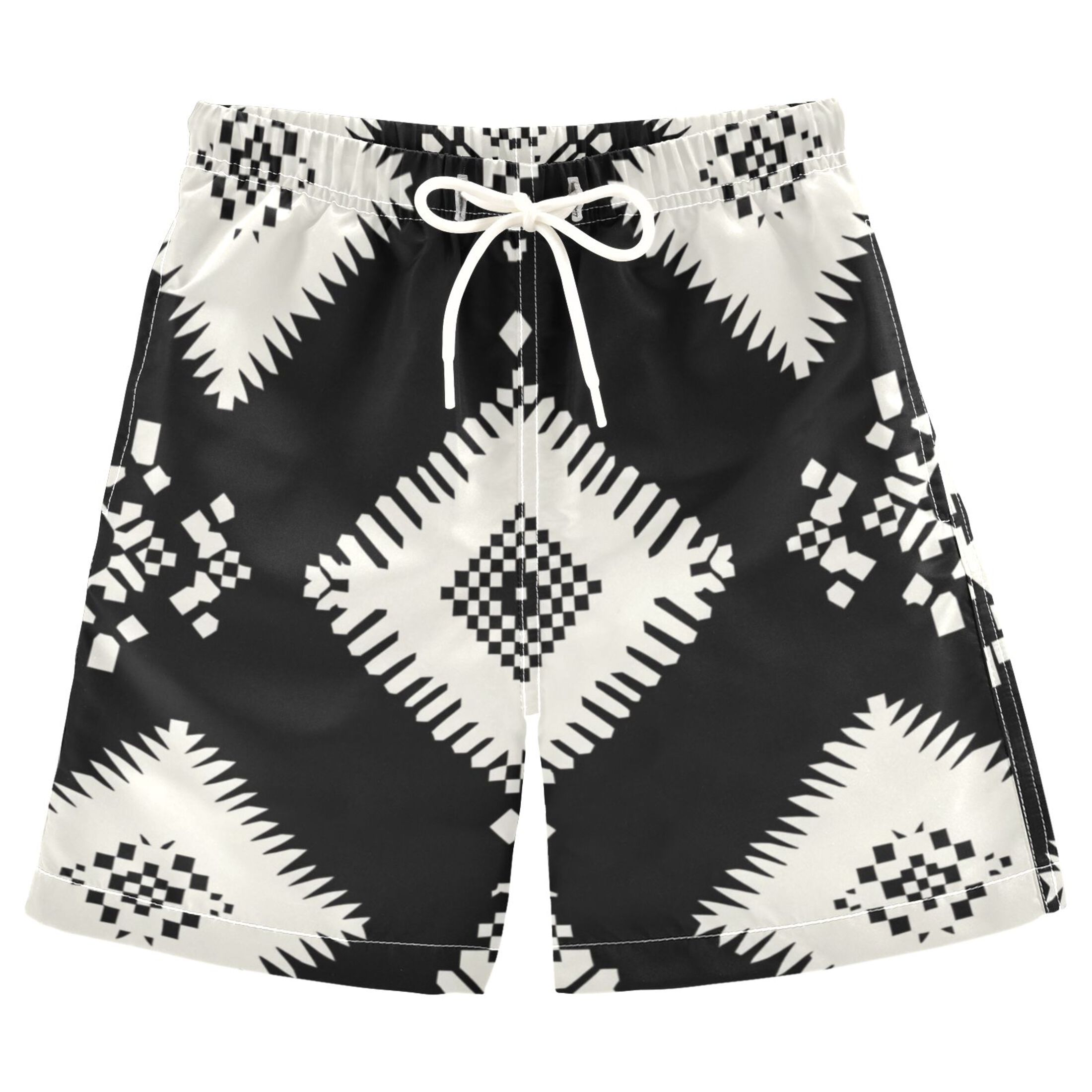 White Paper Art Black Background Boys' Beach Pants Board Shorts Swim ...