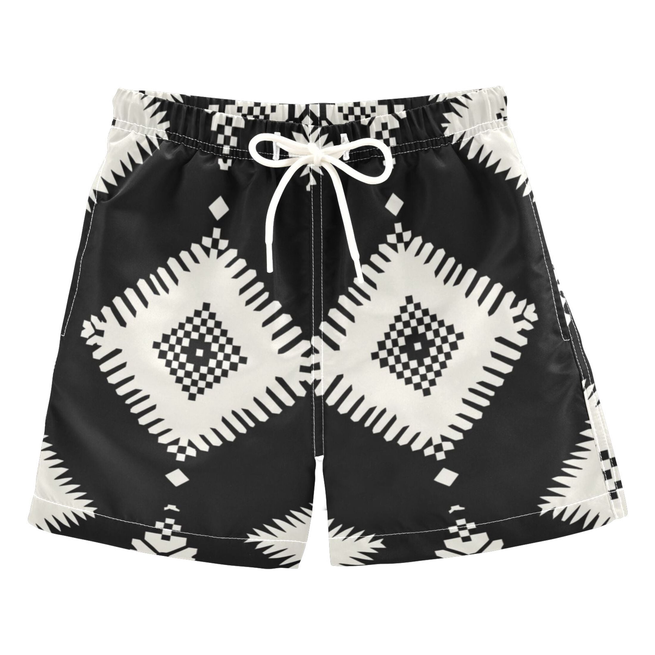 White Paper Art Black Background Boys' Swim Trunks Board Shorts Beach ...