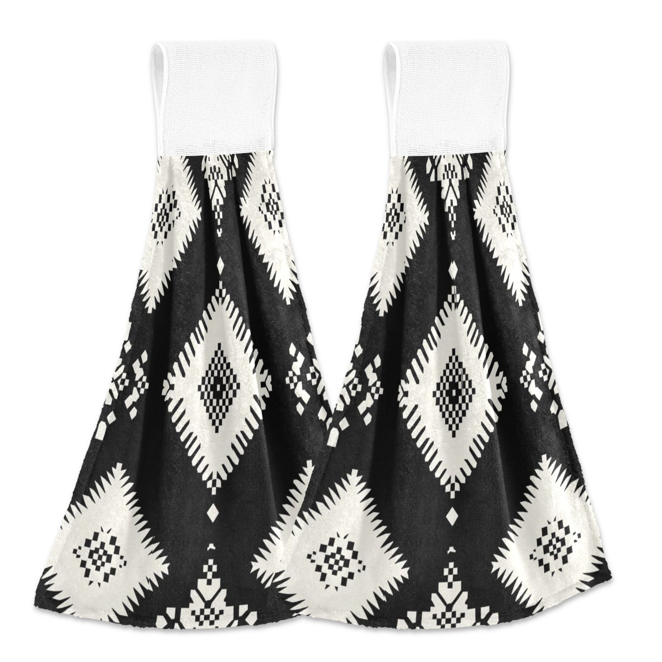 White Paper Art Black Background Hanging Towels with Loop Hand Towels ...