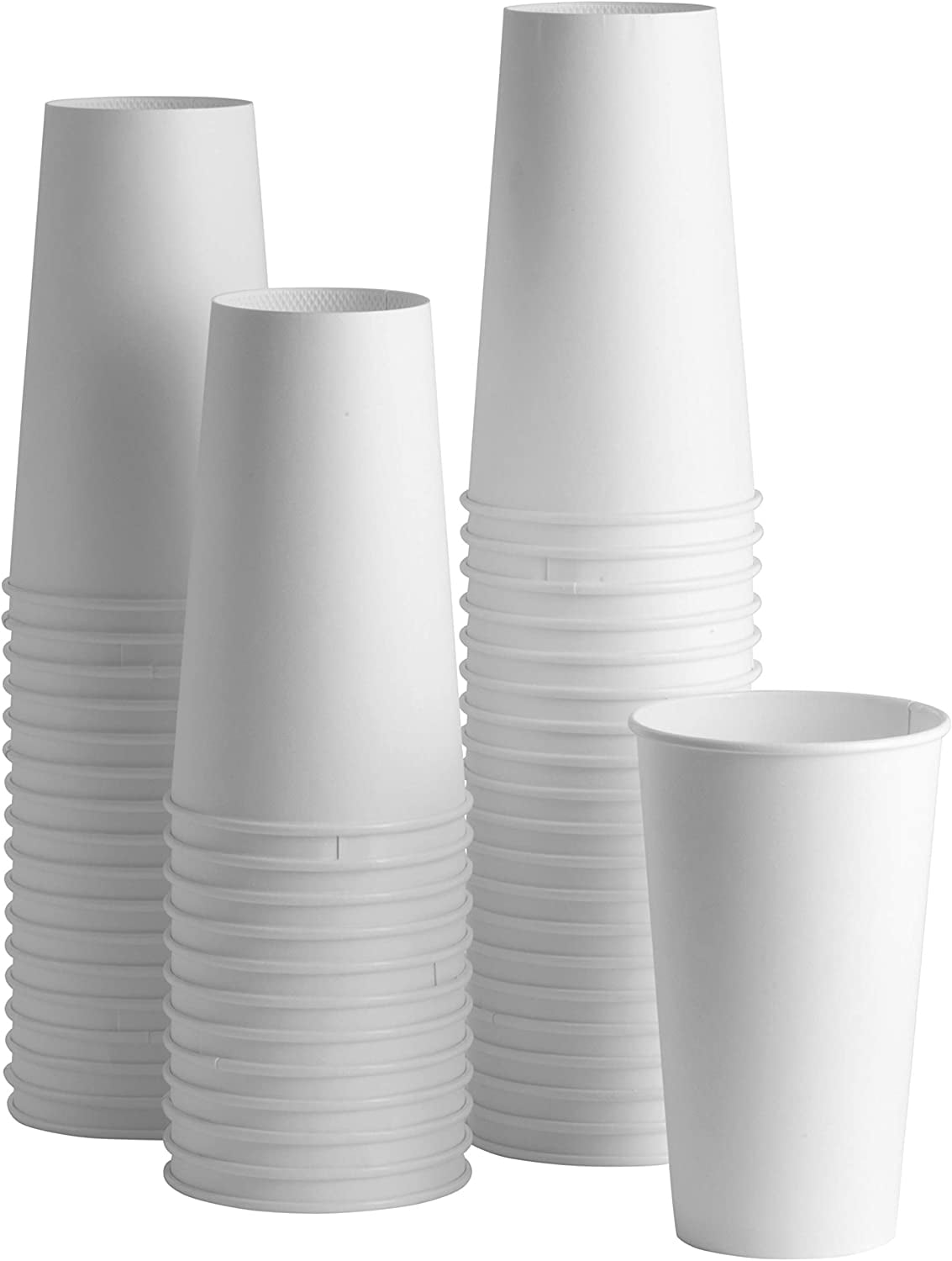 White Paper Cups [20 oz - 100 Count] Disposable Coffee Cup for Hot ...